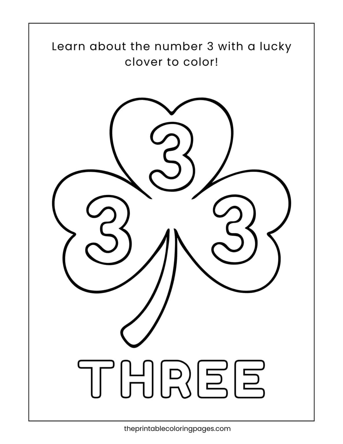 Free Printable Number 3 Coloring Page for Preschoolers - The Printable ...