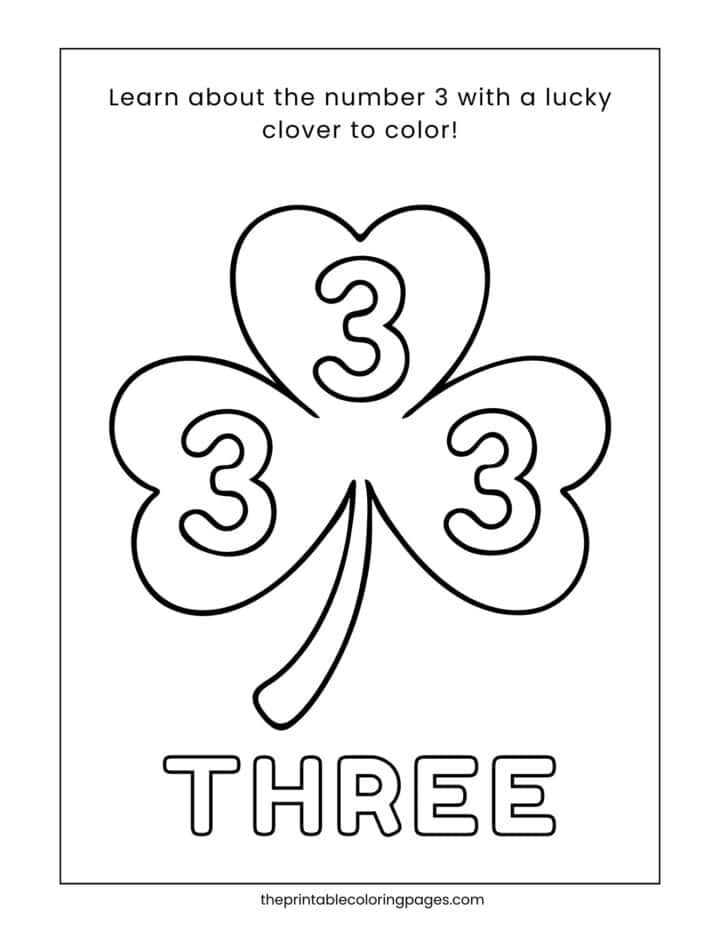 Free Printable Number 3 Coloring Page for Preschoolers - The Printable ...