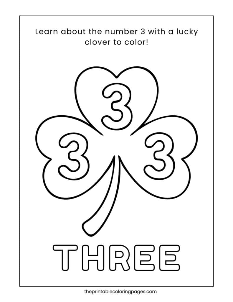 Free Printable Number 3 Coloring Page for Preschoolers - The Printable ...