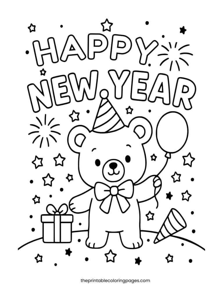 Free Printable New Year Coloring Pages for Kids - The Printable ...