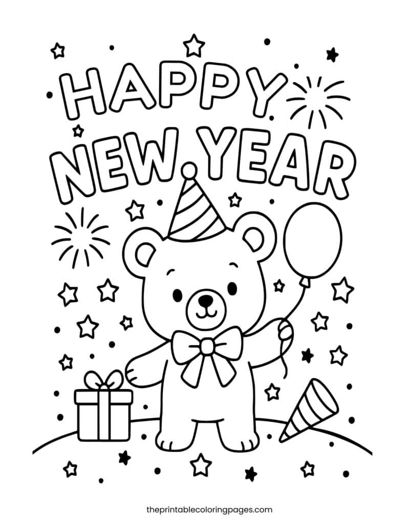 Free Printable New Year Coloring Pages for Kids - The Printable ...