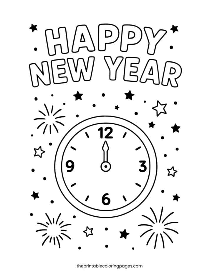 Free Printable New Year Coloring Pages for Kids - The Printable ...